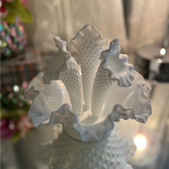 Fenton | Accents | Fenton Milk Glass Hobnail Epergne | Poshmark